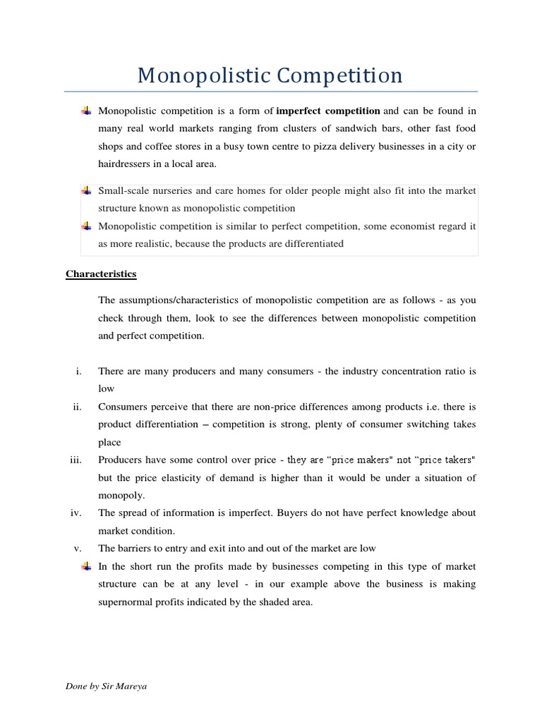 Monopolistic Competition 1 | PDF | Profit (Economics) | Monopoly