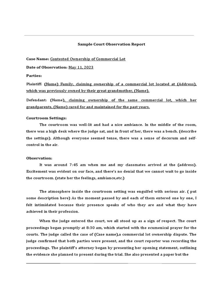 Court Observation Report | PDF | Courtroom | Judge