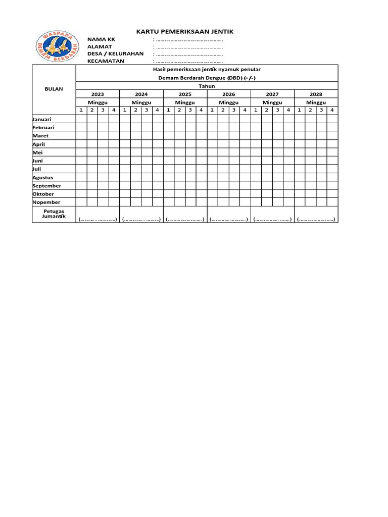 Kartu Pemeriksaan Jentik | PDF