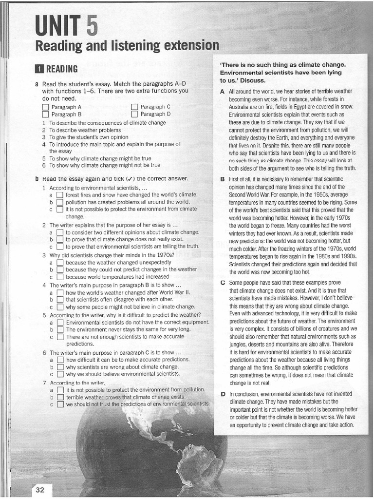 Reading Comprehension - Unit 5 | PDF