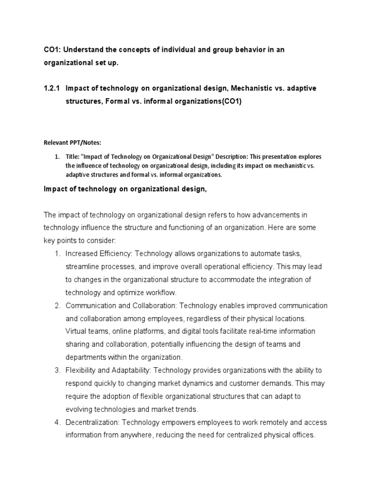 1.2.4-Impact of technology on organizational design, | PDF | Analytics ...