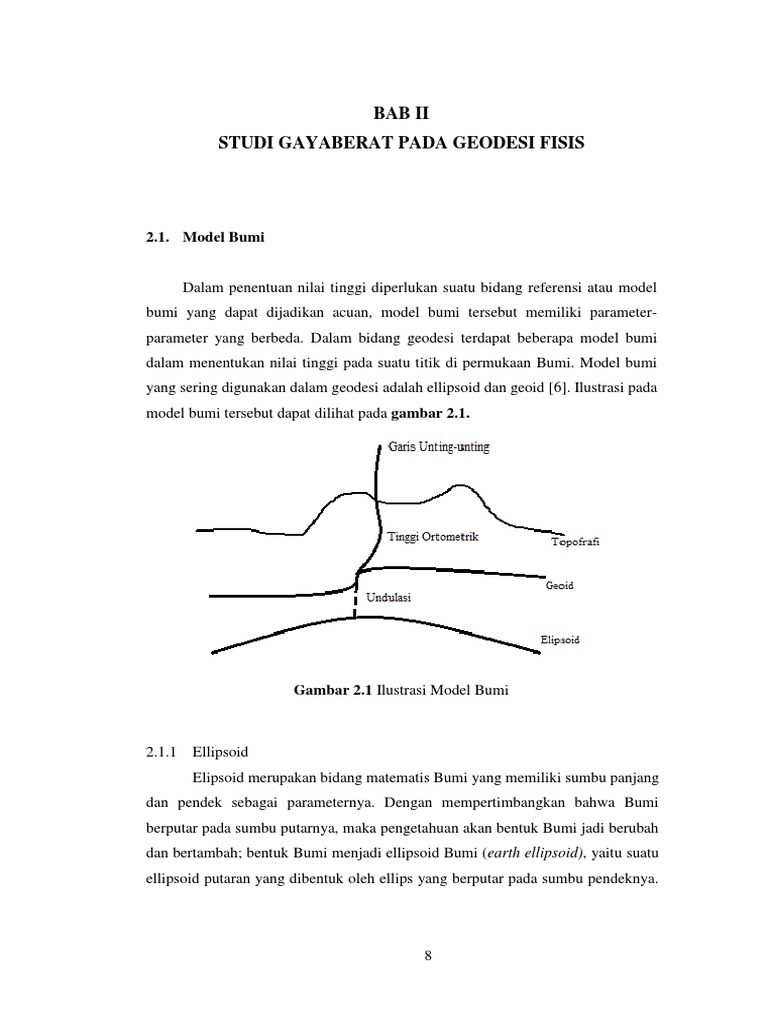 Bab Ii Studi Gayaberat Pada Geodesi Fisis: 2.1. Model Bumi | PDF