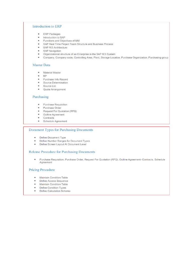 SAP MM Syllabus PDF