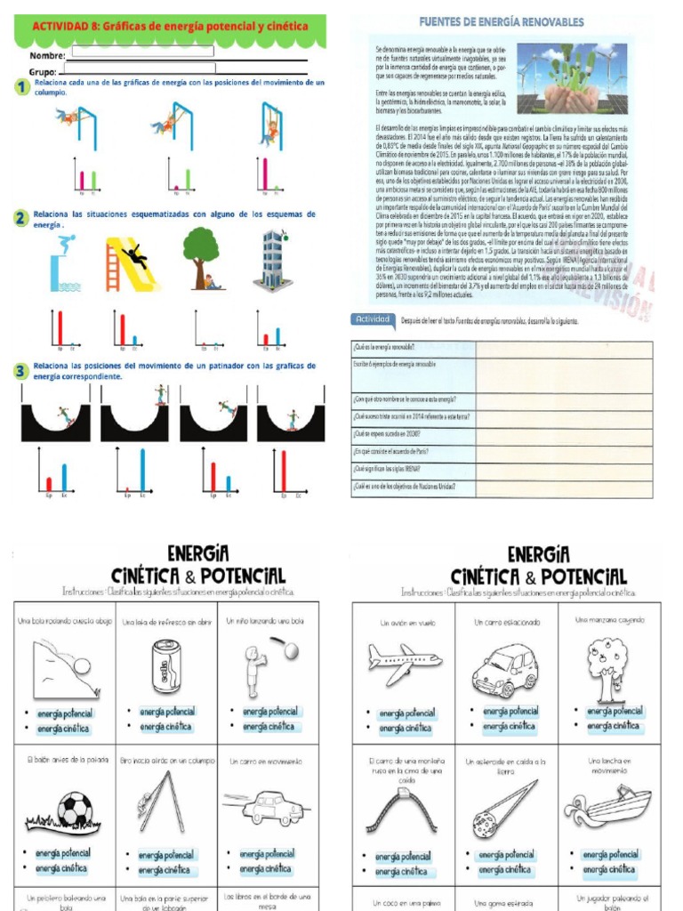 Energia Cinetica y Potencial Ejercicios | PDF