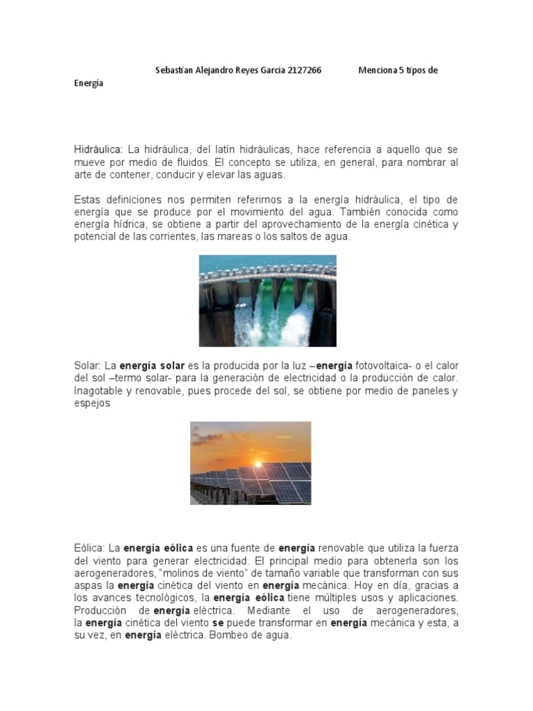 Tipos de Energia | PDF | Energía eólica | Energía renovable