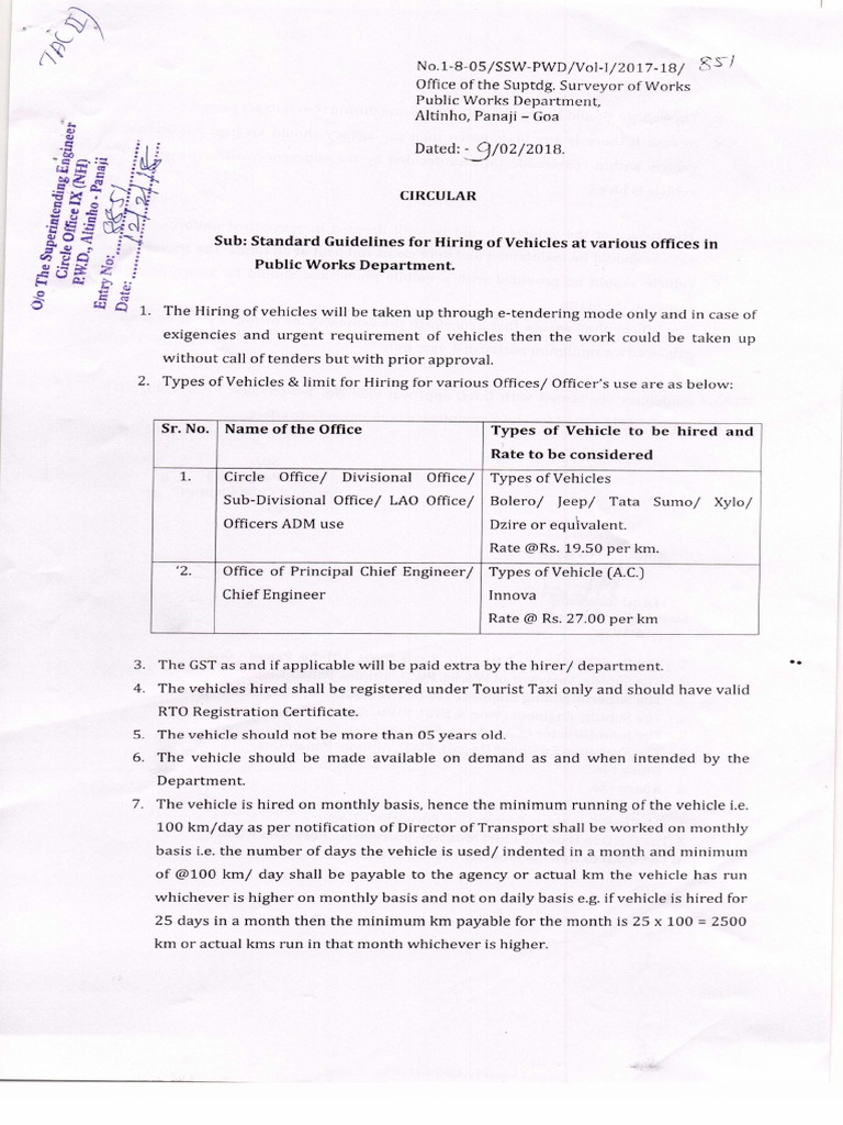PWD Circular No.1.8.05SSW - PWDVol.I2022.22180 dt.30.08.2021 | PDF