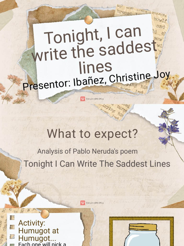 Analysis of Neruda's "Tonight I Can Write" | PDF | Poetry