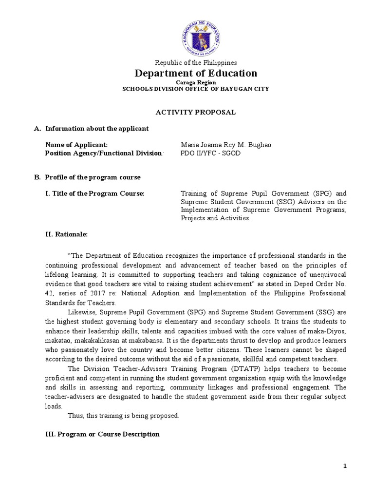 Training Proposal Teacher Advisers Training Program | PDF | Teachers | Learning