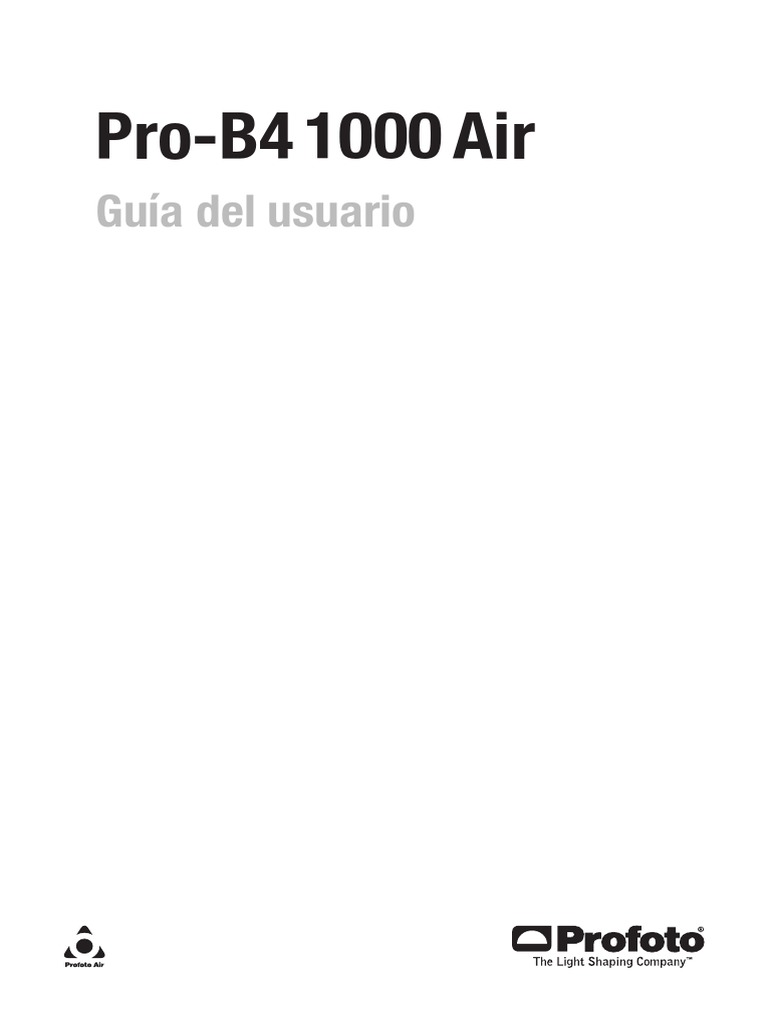 Profoto 1884 Pro B4 1000 Air User Guide ES | PDF | Flash (fotografía) | Generador eléctrico