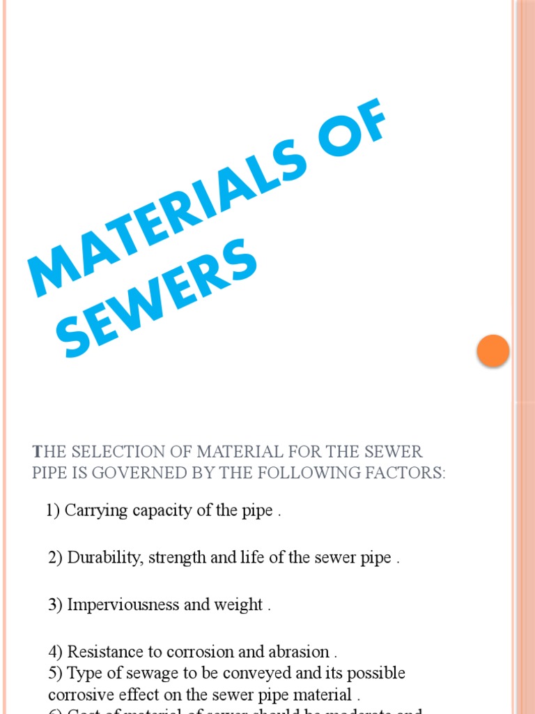 Types of Sewer Pipe Materials | PDF