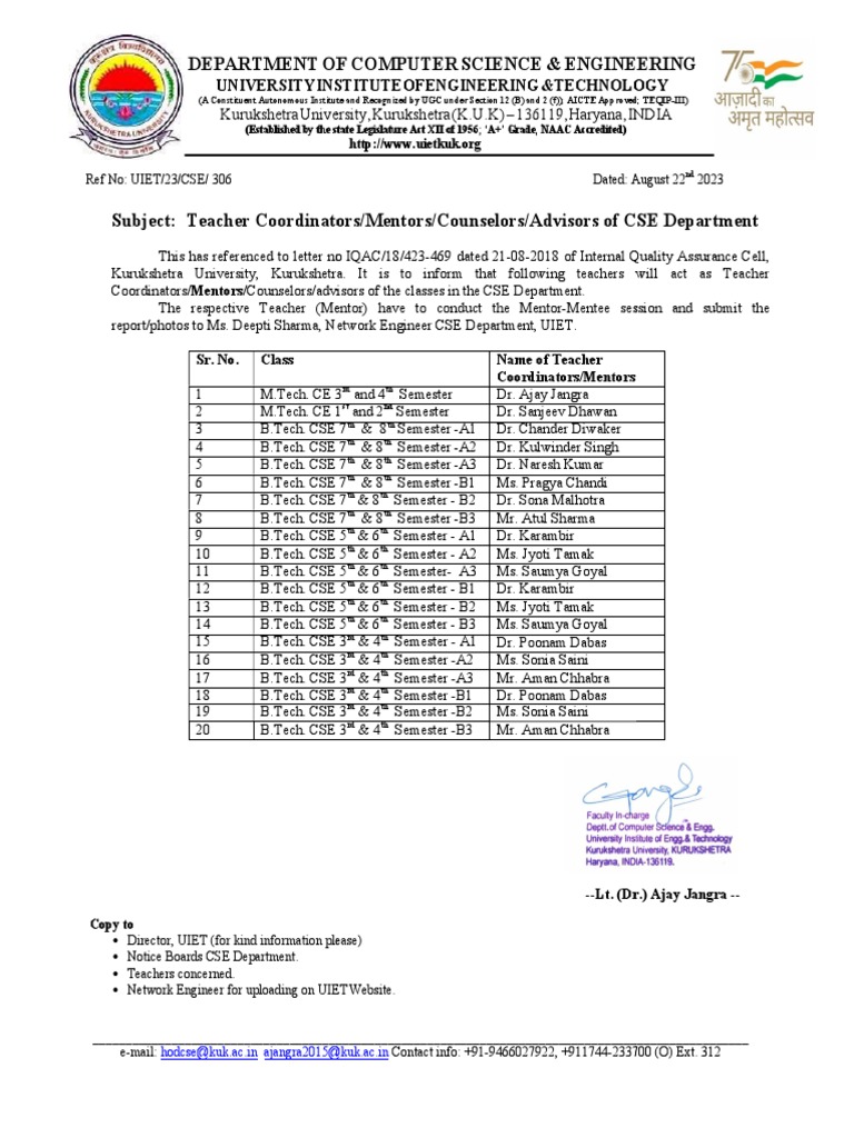 CSE Department Mentor-Mentee List | PDF | Career And Technical Education