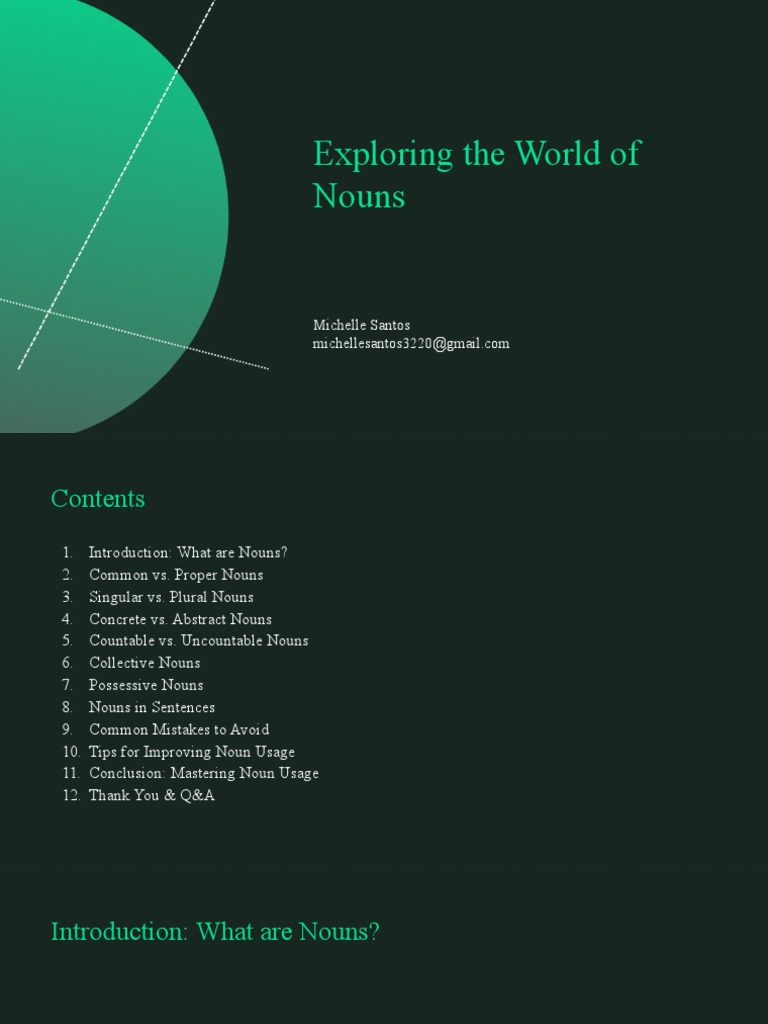 Exploring The World of Nouns | PDF | Noun | Grammatical Number