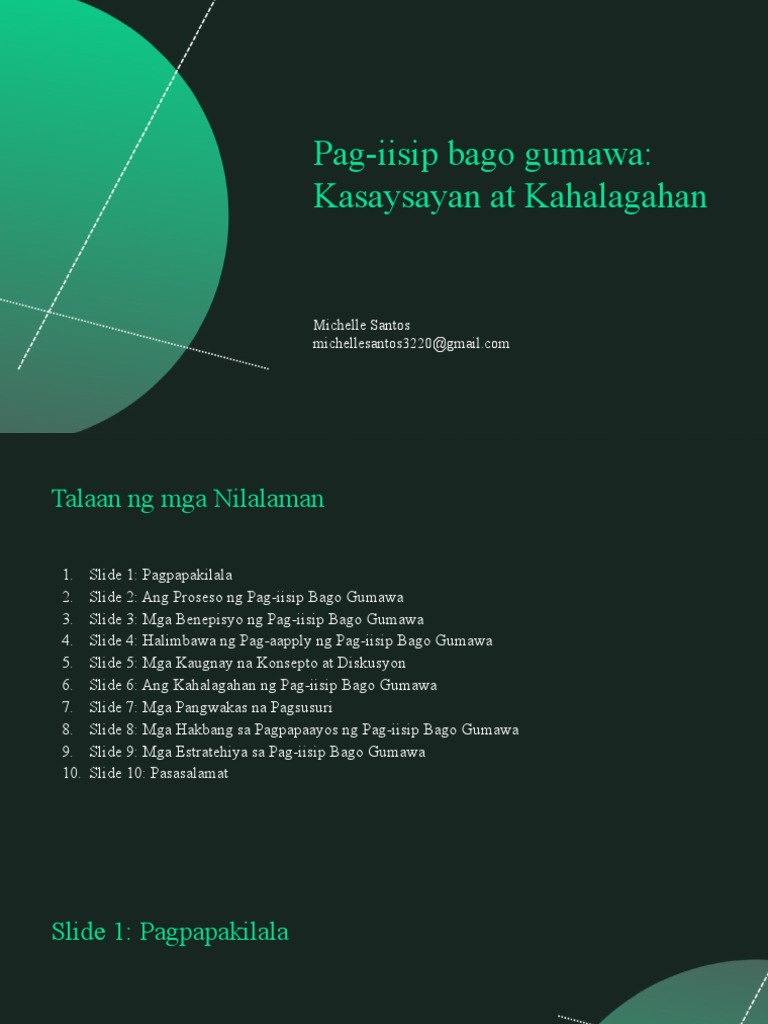 Pag-Iisip Bago Gumawa - Kasaysayan at Kahalagahan | PDF