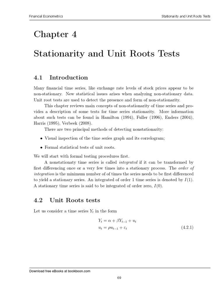 Chapter 4 Stationarity And Unit Roots Tests Pdf Stationary Process Time Series
