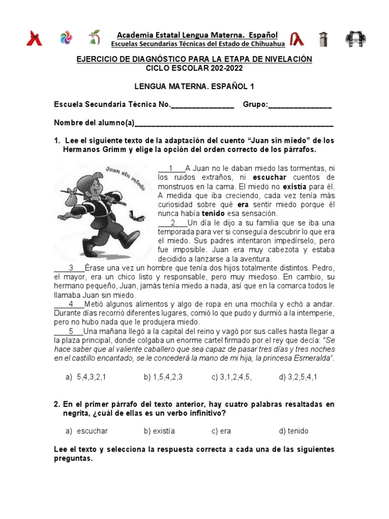Diagnóstico Español 1 | PDF