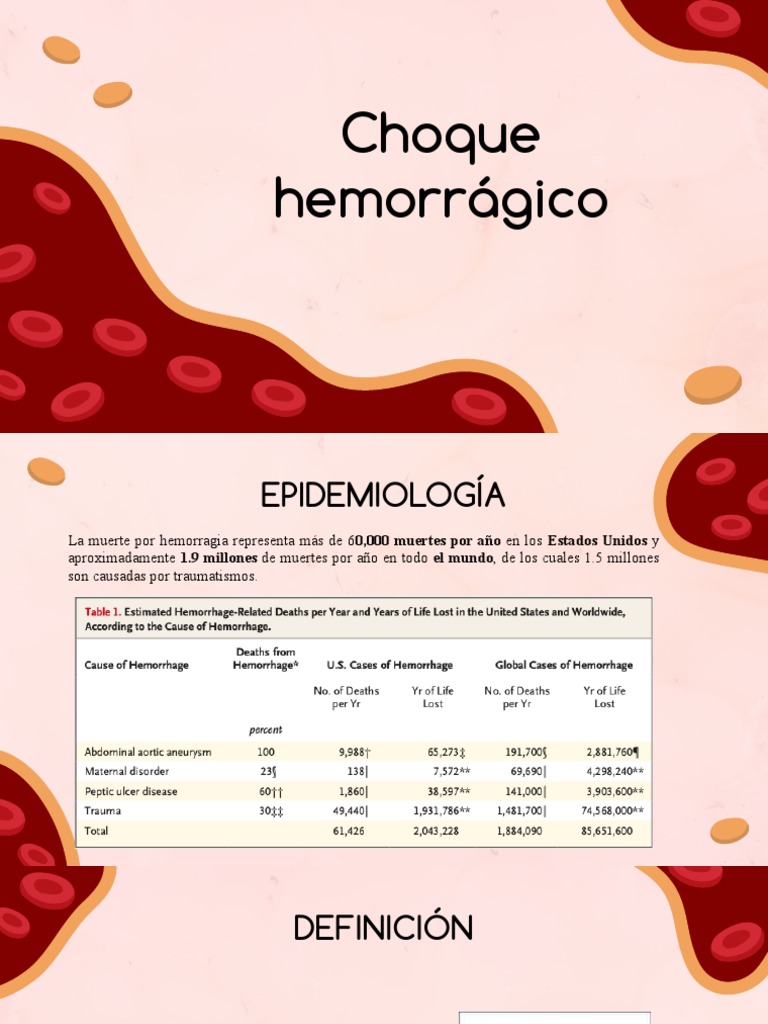 Choque Hemorrágico: Diagnóstico y Tratamiento | PDF | Sangre ...
