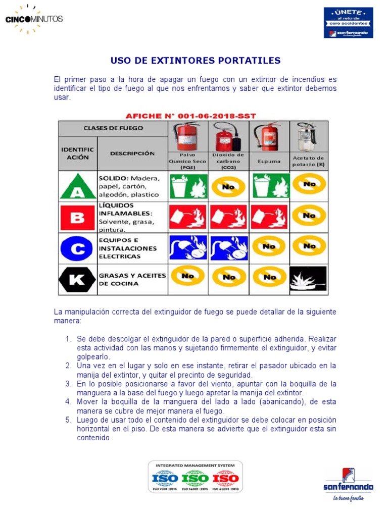 Charla - Uso de Extintores Portatiles | PDF