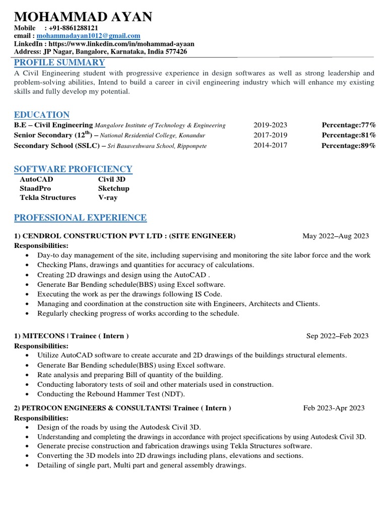 Resume Mohammad Ayan | PDF | Engineering
