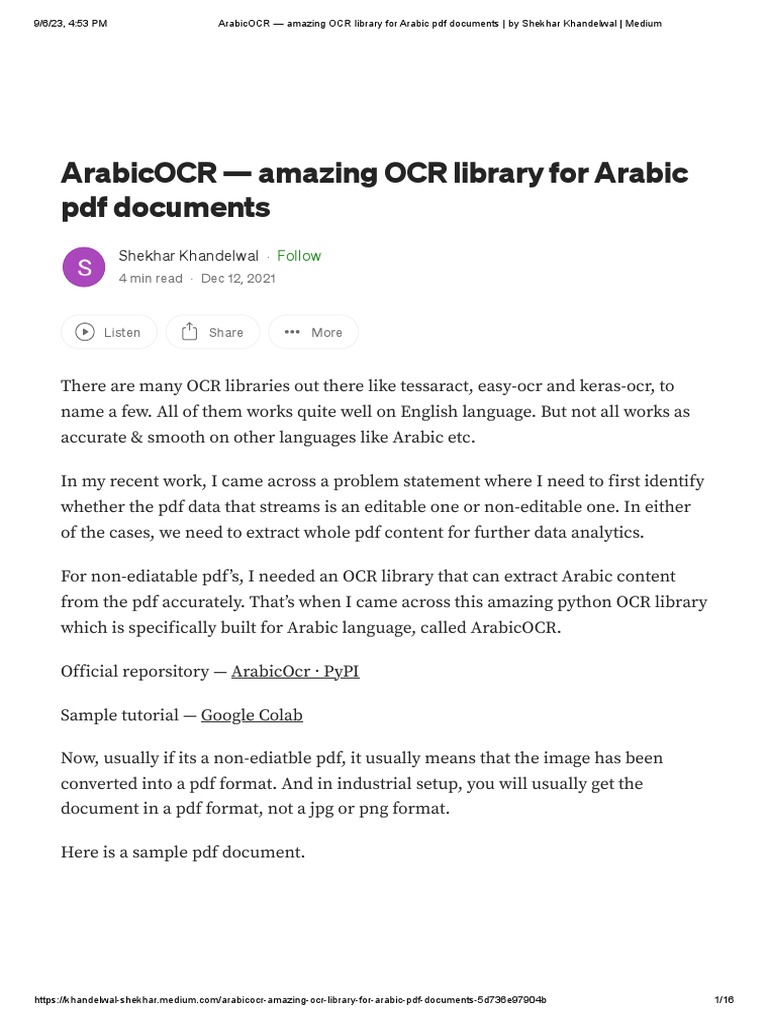 ArabicOCR - Amazing OCR Library For Arabic PDF Documents - by Shekhar ...