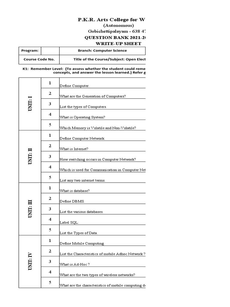 Basics of CT - Question Bank | PDF | Databases | Computing