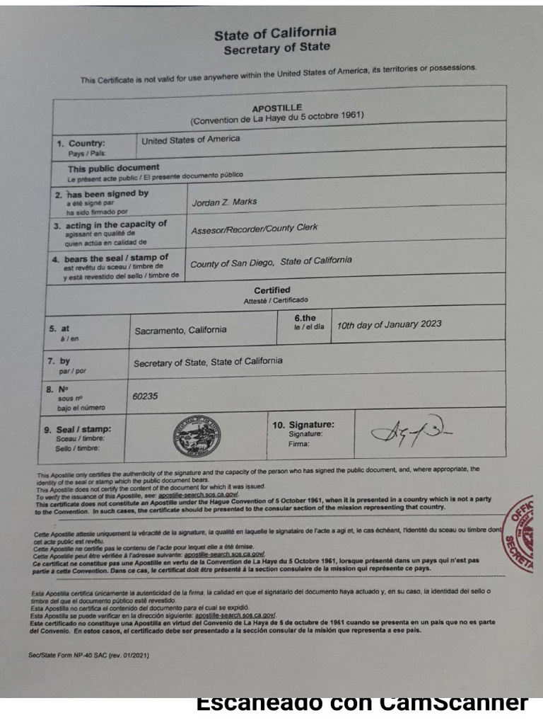 Apostilla de California | PDF