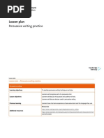 Persuasive Writing Lesson Plan for Grade 6 | PDF | Argument | Rhetoric