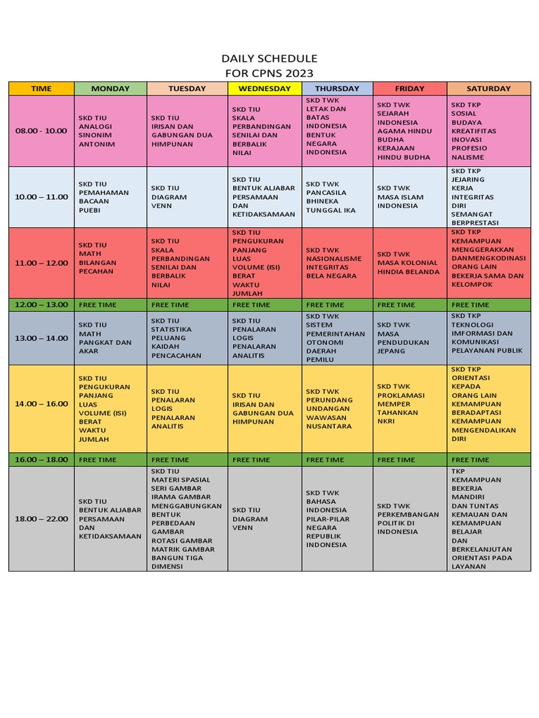 Daily Schedule | PDF
