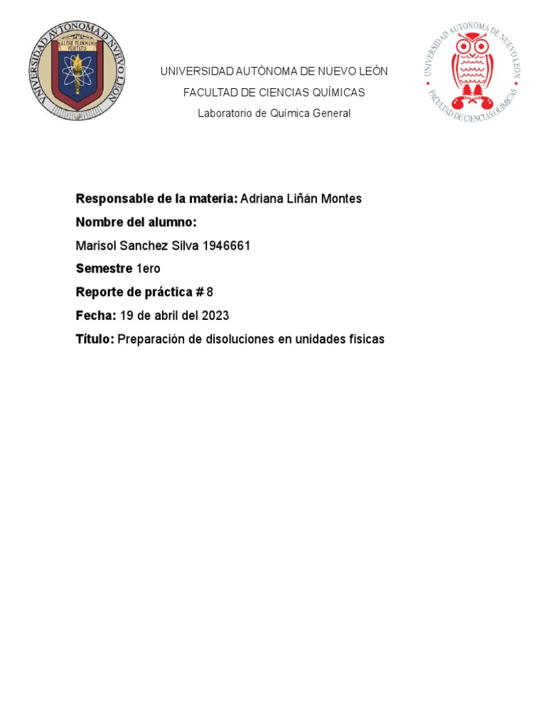 Reporte Practica 8 | PDF | Concentración | Naturaleza