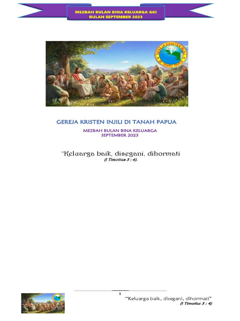 Mezbah Bina Keluarga Gki Di Tanah Papua September 2023 | PDF