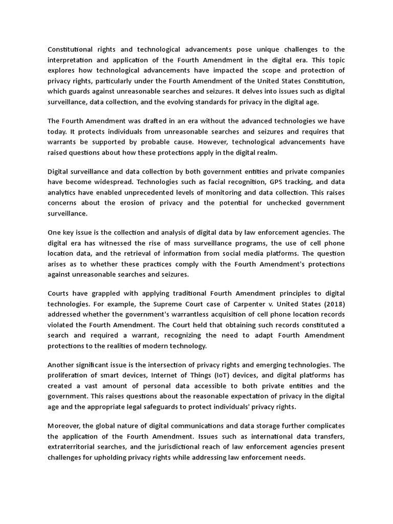 Constitutional Rights and Technological Advancements - Navigating The ...