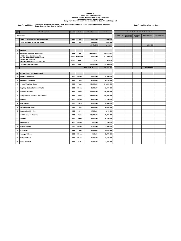 Program of Works - Capbuild | PDF | Procurement | Personal Computers