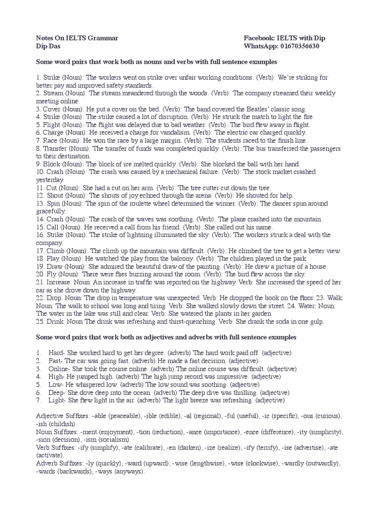 IELTS Note 1 | PDF | Adverb | Verb