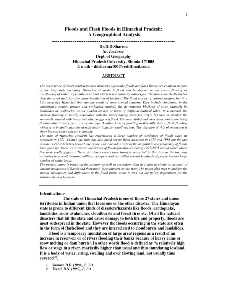 Floods in Himachal Pradesh: Analysis | PDF | Flood | River