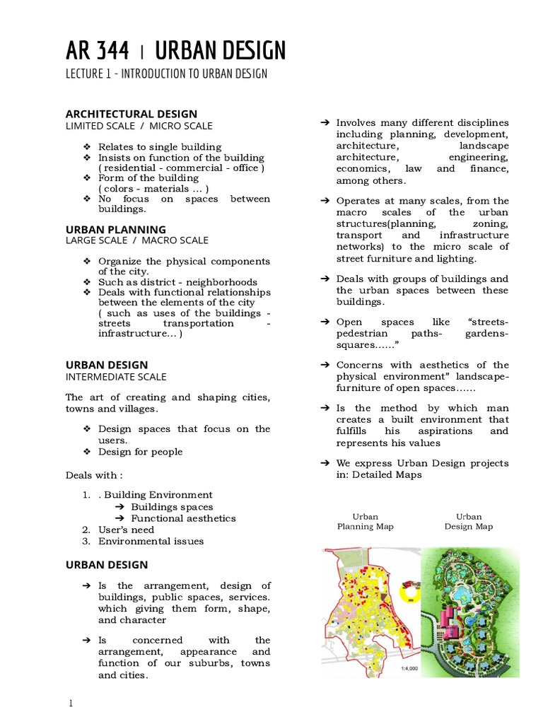 Lecture 1 - Introduction To Urban Design | PDF | Urban Design | Design