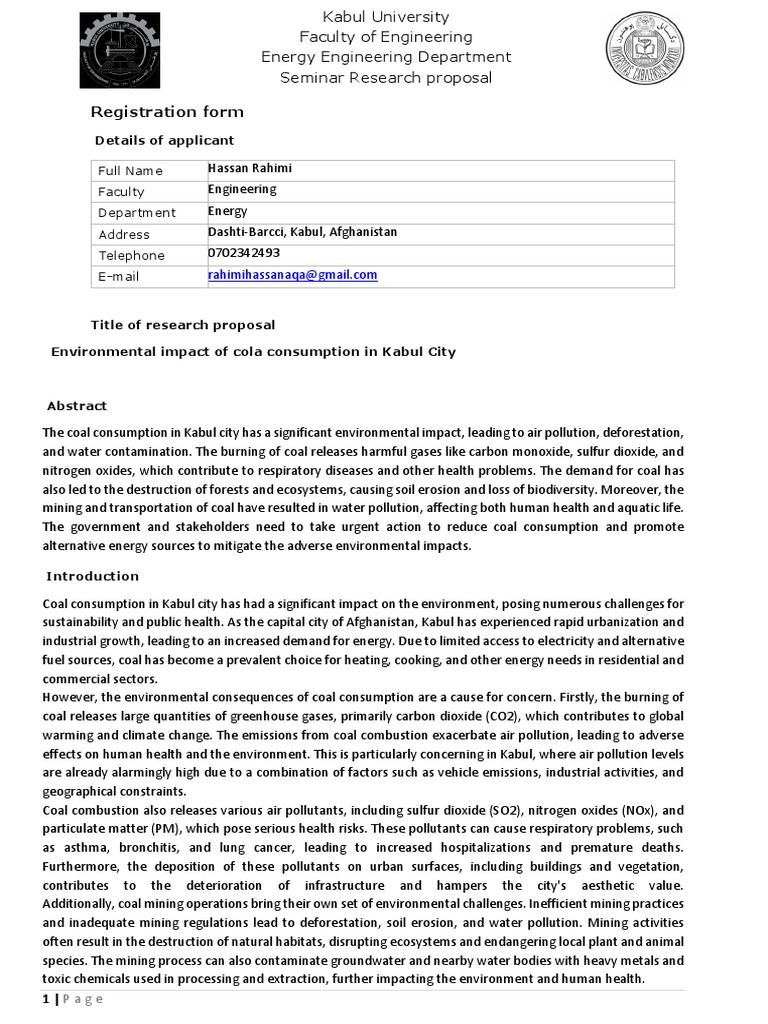 Seminar Research Proposal Form-EnED | PDF | Climate Change Mitigation ...