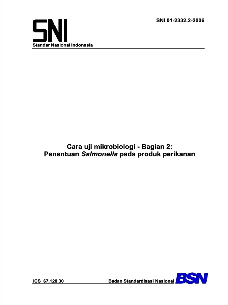 SALMONELA Sni-01-2332-2-2006-Uji-Mikrobiologi-Salmonella | PDF