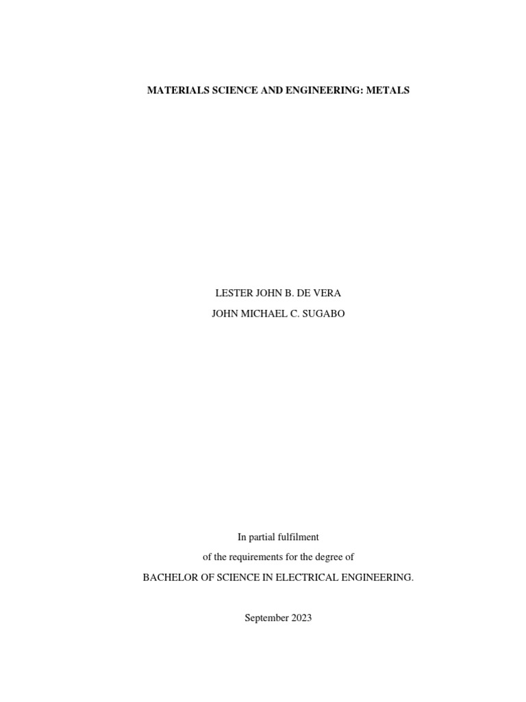 MATERIALS SCIENCE AND ENGINEERING Term Paper | PDF | Metals | Alloy