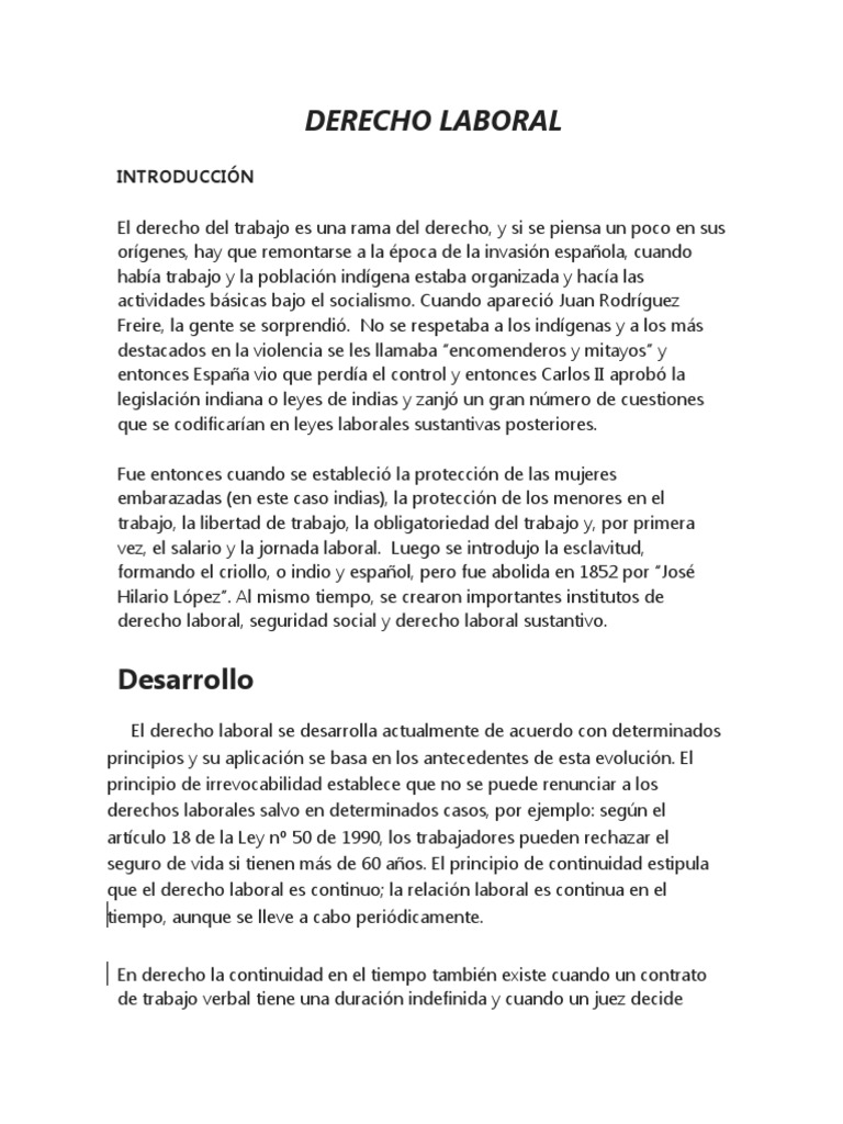 Derecho Laboral | PDF | Derecho laboral | Relaciones laborales