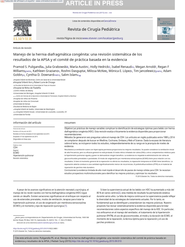 Management of Congenital Diaphragmatic Hernia A Systematic Review From ...