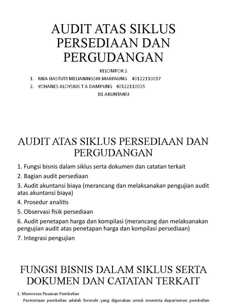 Kel 2 - Audit Atas Siklus Persediaan Dan Pergudangan | PDF