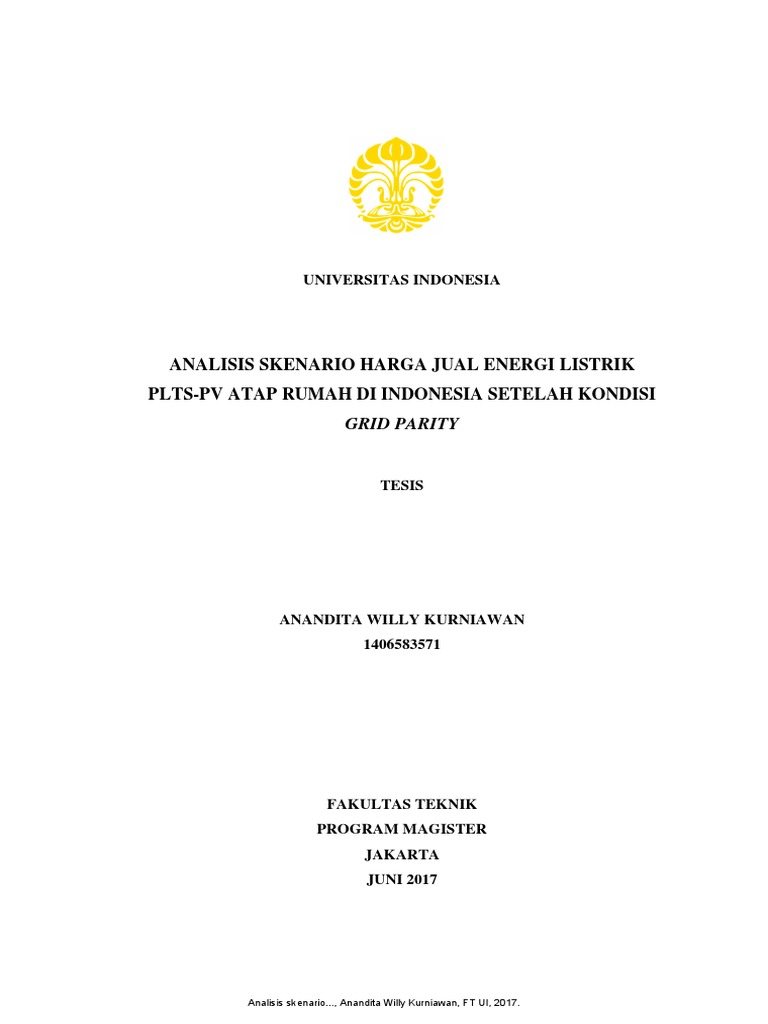 Analisis Skenario Harga Jual Energi Listrik PLTS PV Atap Rumah Di Indonesia Setelah Grid Parity ...