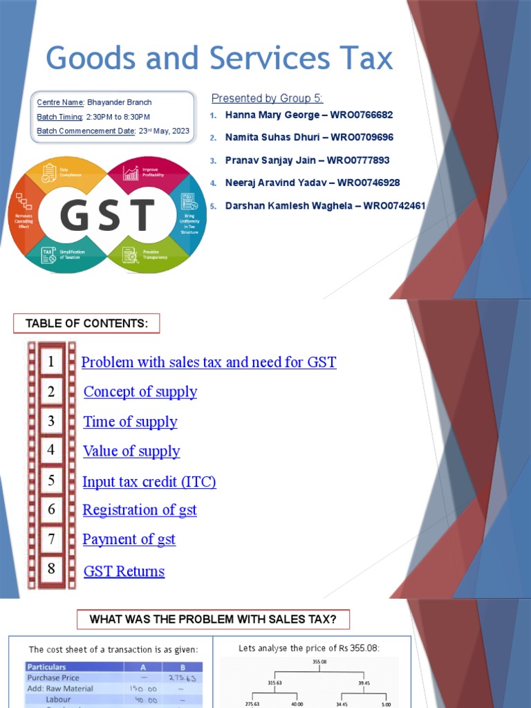 GST PPT (Group 5) | PDF | Value Added Tax | Taxes