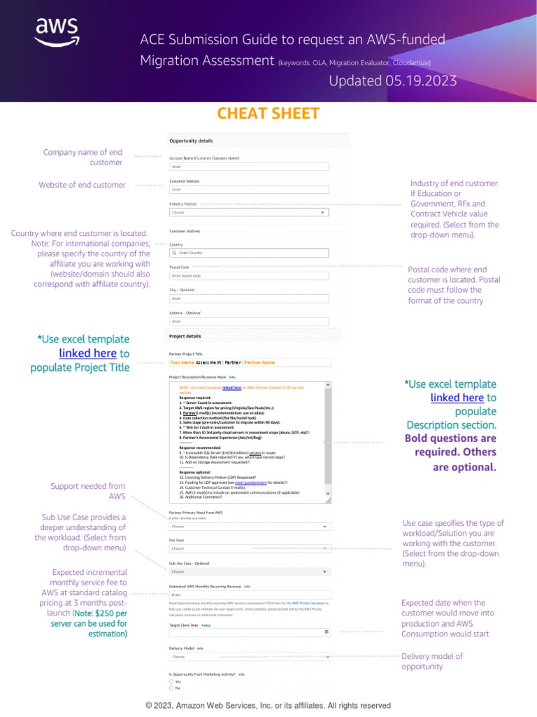 ACE Opportunity Cheat Sheet For Migration Assessments (Including OLA ...