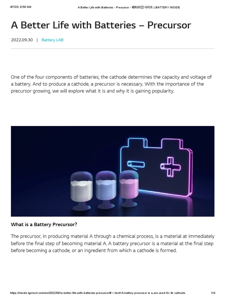 A Better Life with Batteries - Precursor - 배터리인사이드 - BATTERY INSIDE ...