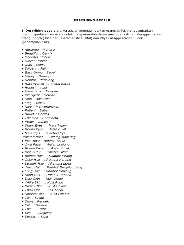 Describing People | PDF