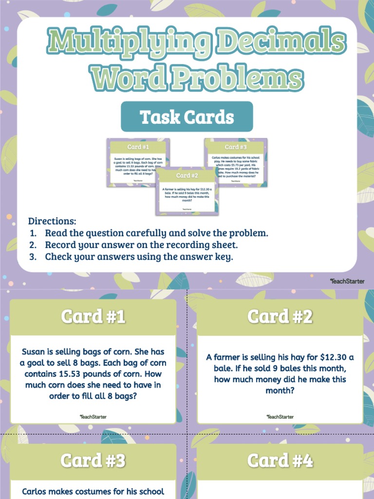 Math Problem Task Cards | PDF | Pound (Mass)
