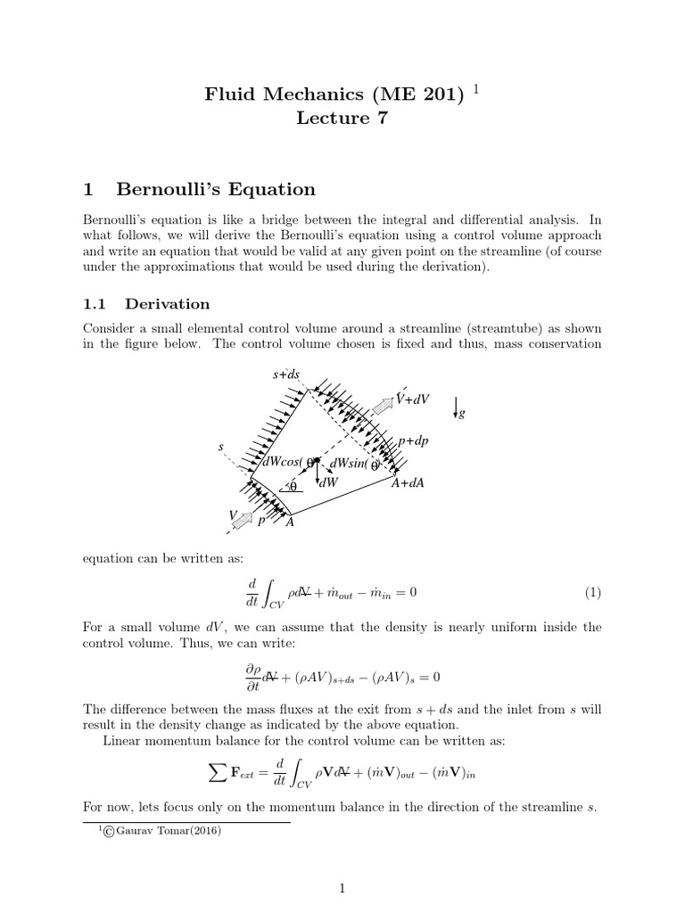 Lecture 7 | PDF | Fluid Dynamics | Pressure