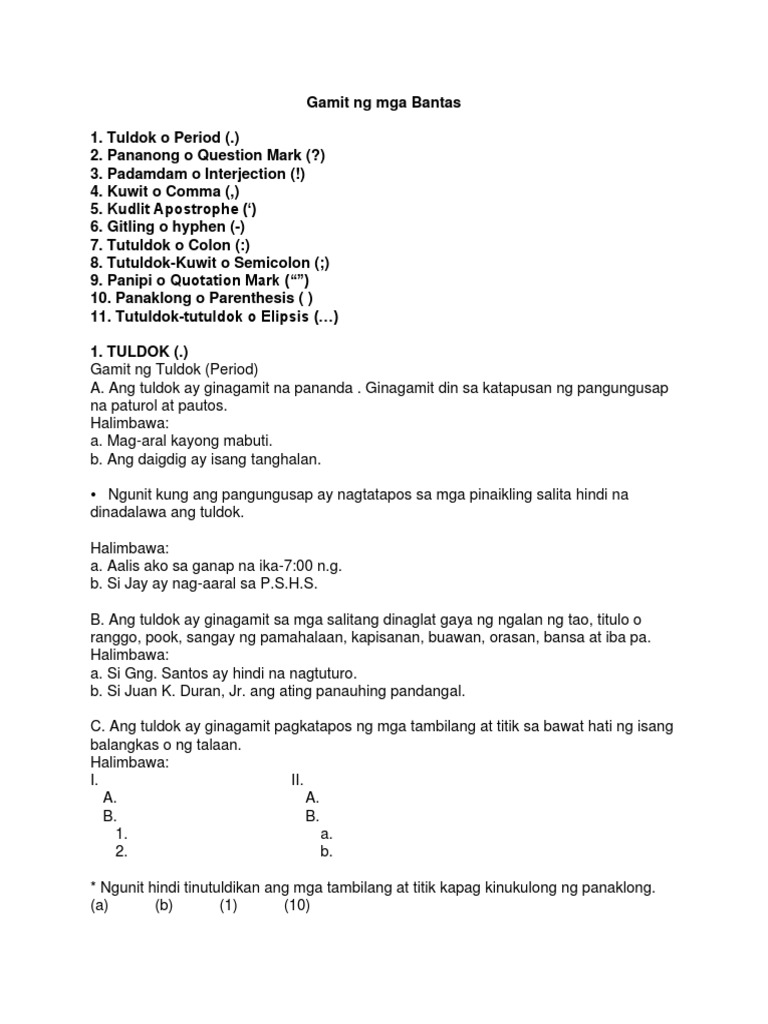 Gamit NG Mga Bantas G8 | PDF