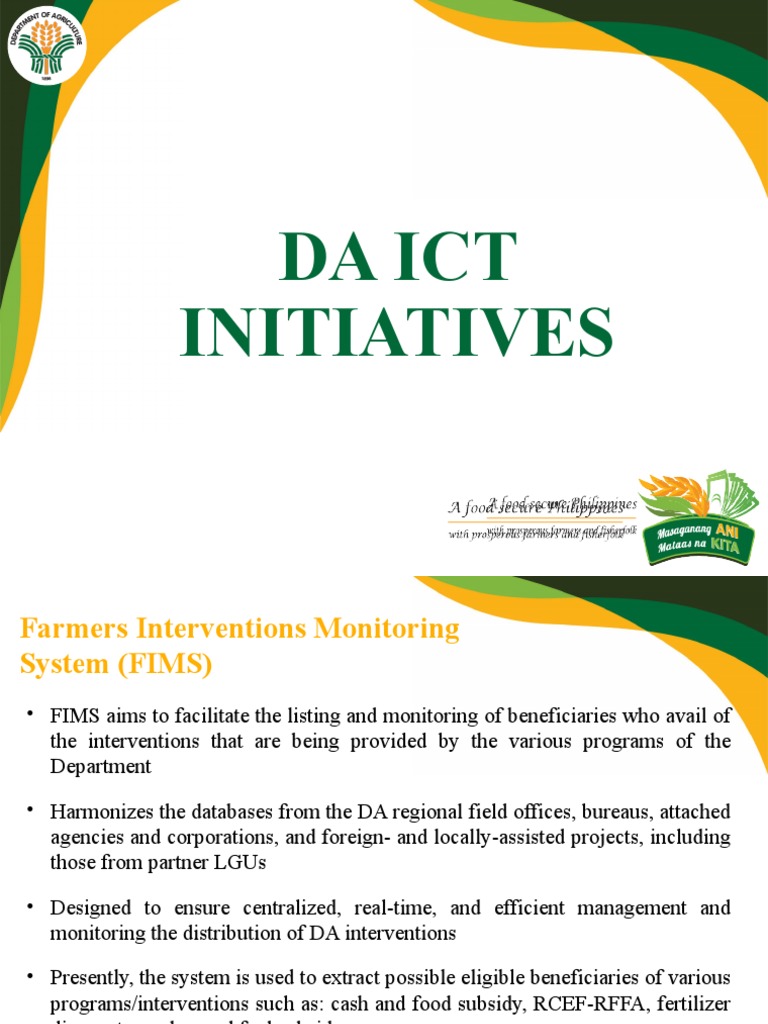 DA-ICT Initiatives | PDF | Farms | Computer File