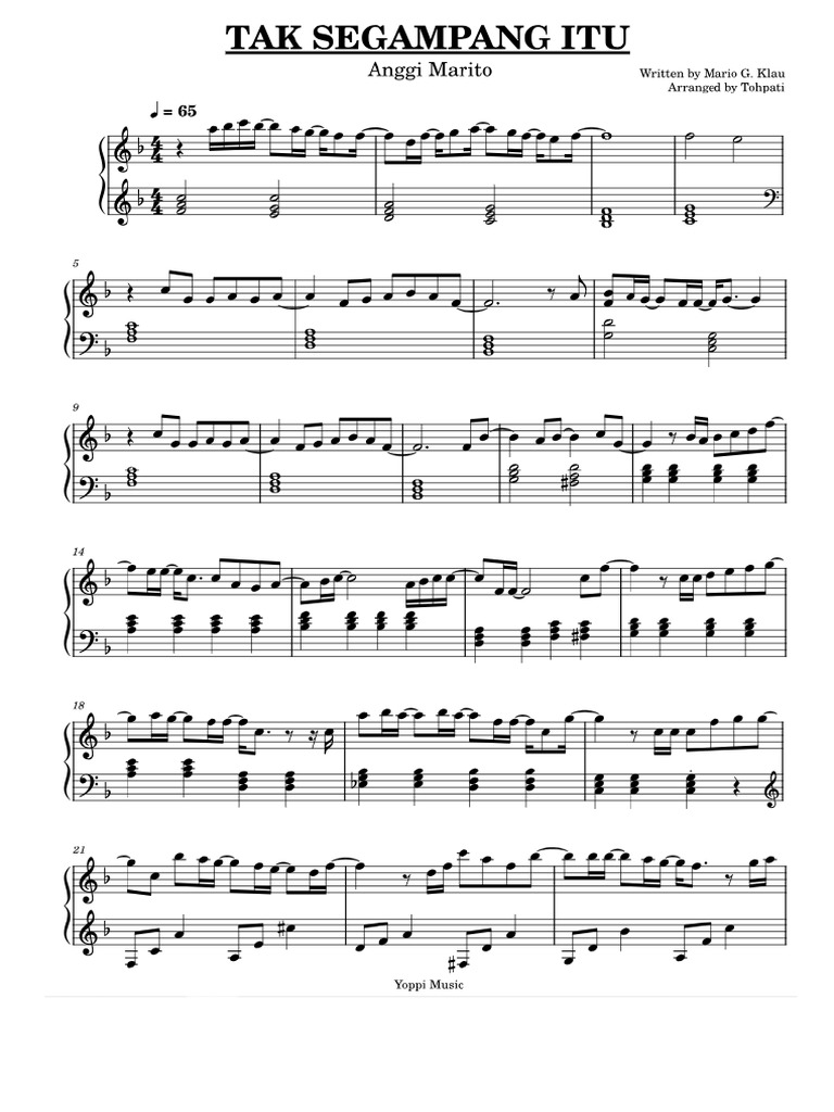 Tak Segampang Itu Piano Sheet PDF